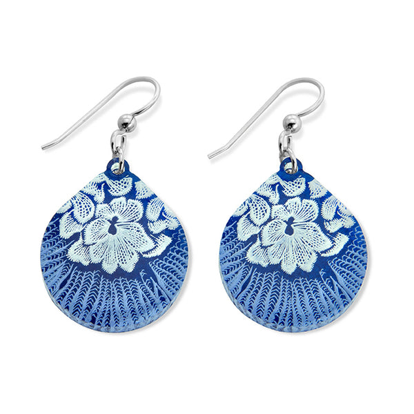 Flower Mollusk Shell Earrings - Large Teardrop - The Lab Partners Jewelry